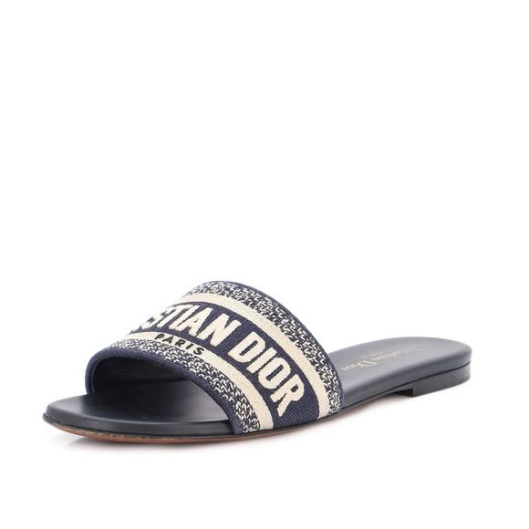 Dior | Shoes | Christian Dior Womens Dway Flat Sandals Embroidered ...